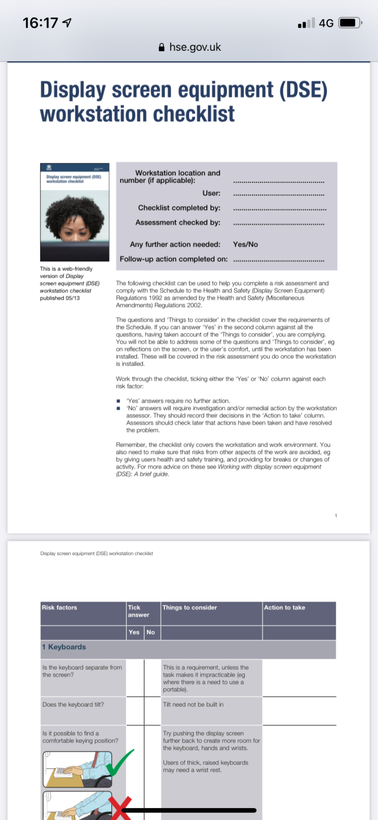 DSE Checklist • Occupational Health Services